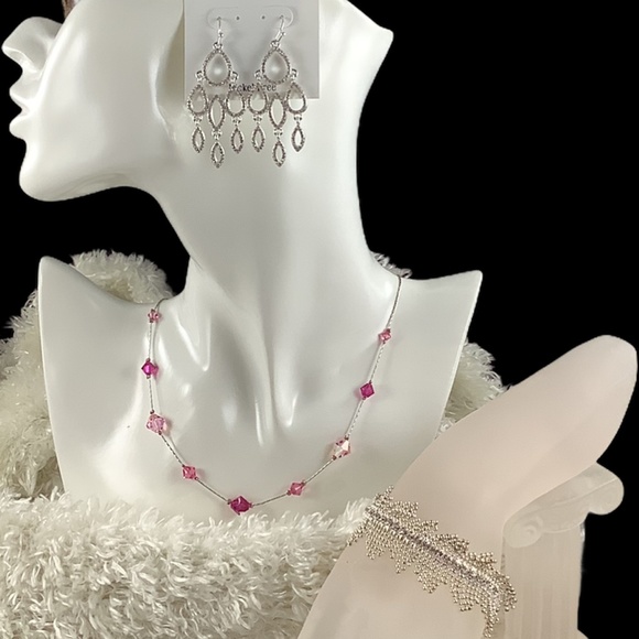 Chaps | Jewelry | 3 Pc Silvertonecrystal Set New Chaps Earrings ...